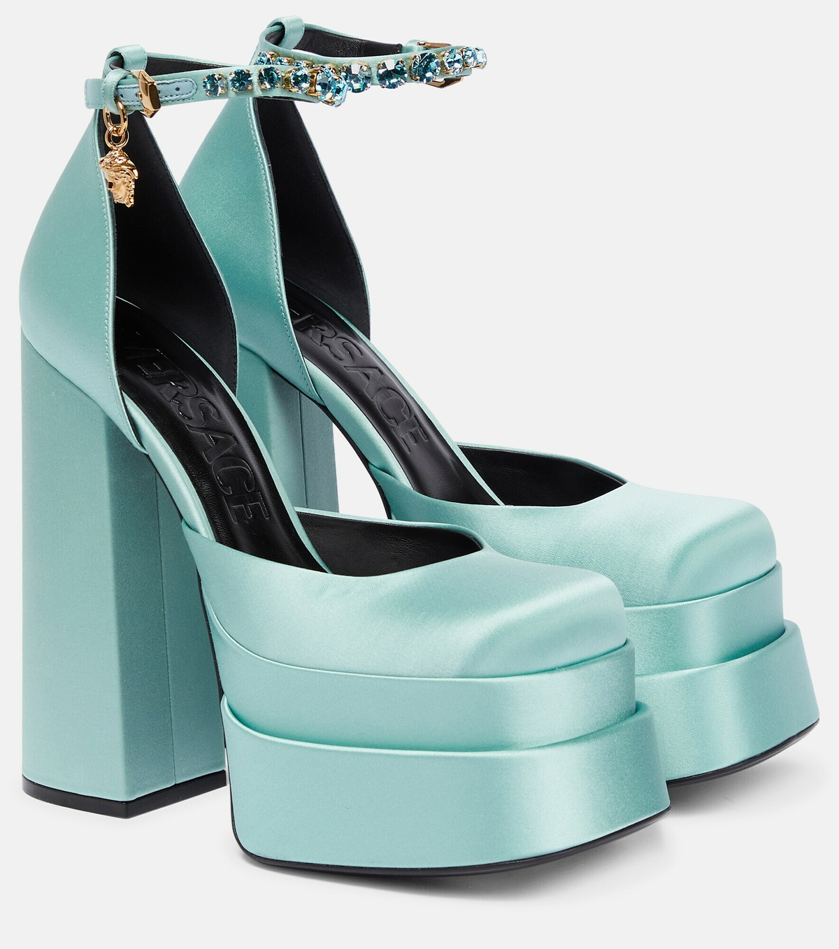 Versace - Medusa Aevitas satin platform pumps Versace