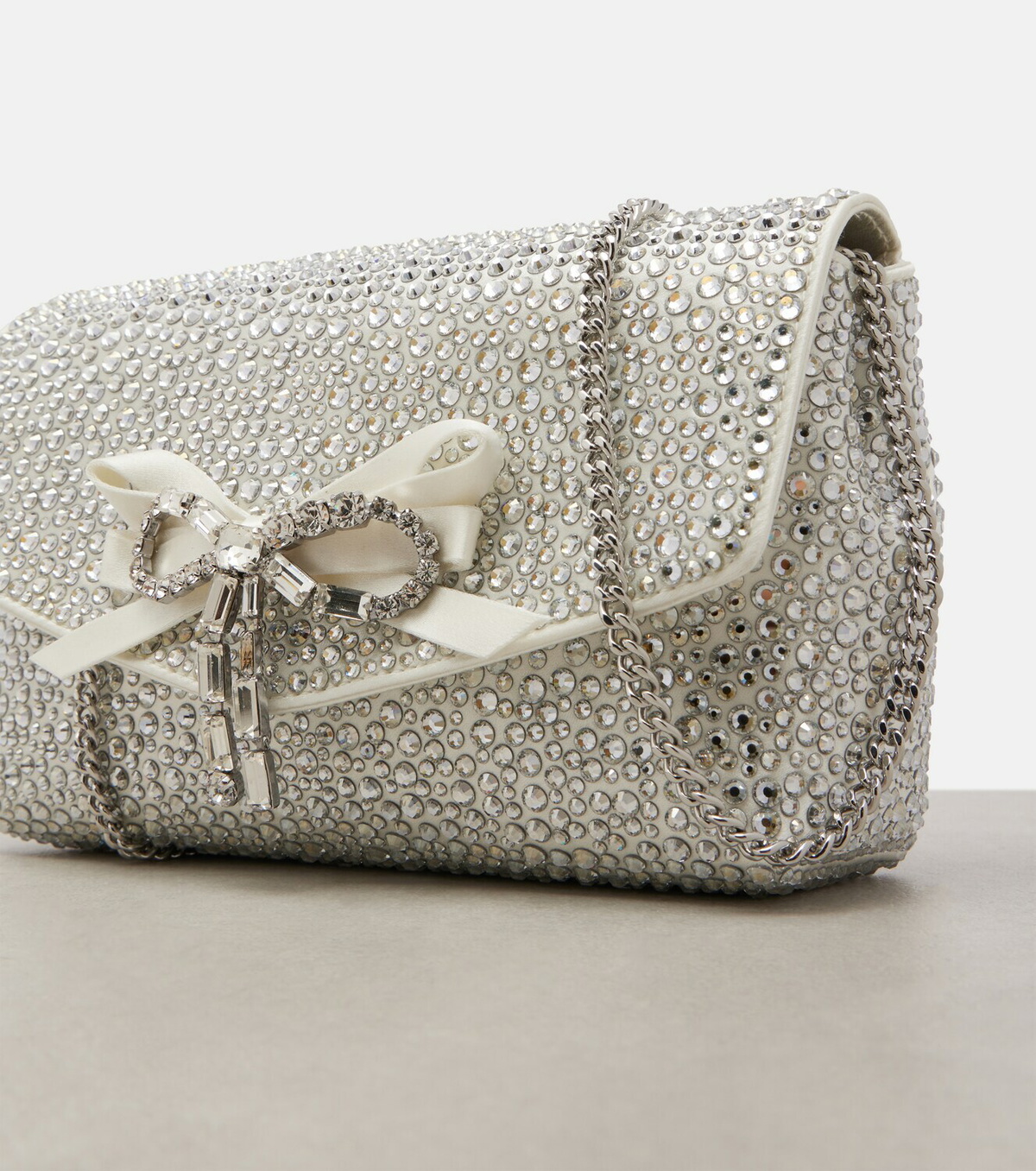 Jimmy Choo Soft Bow Mini embellished satin clutch Jimmy Choo