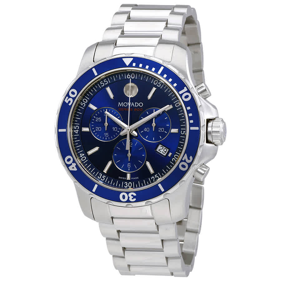 Movado Series 800 Chronograph Blue Dial Mens Watch 2600141 Movado