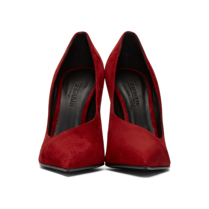 Balmain Red Suede Agnes Heels Balmain