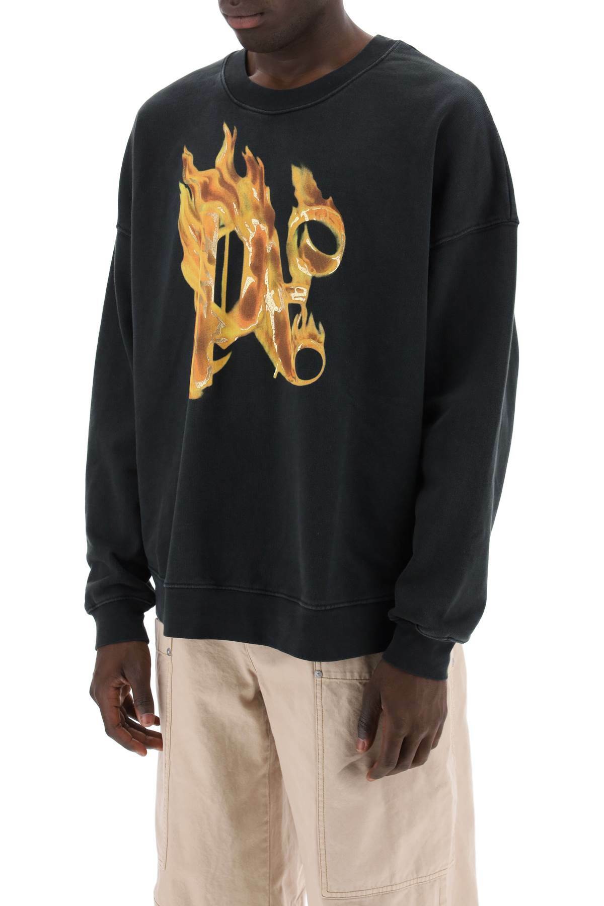PALM ANGELS "burning monogram crewneck Black Palm Angels