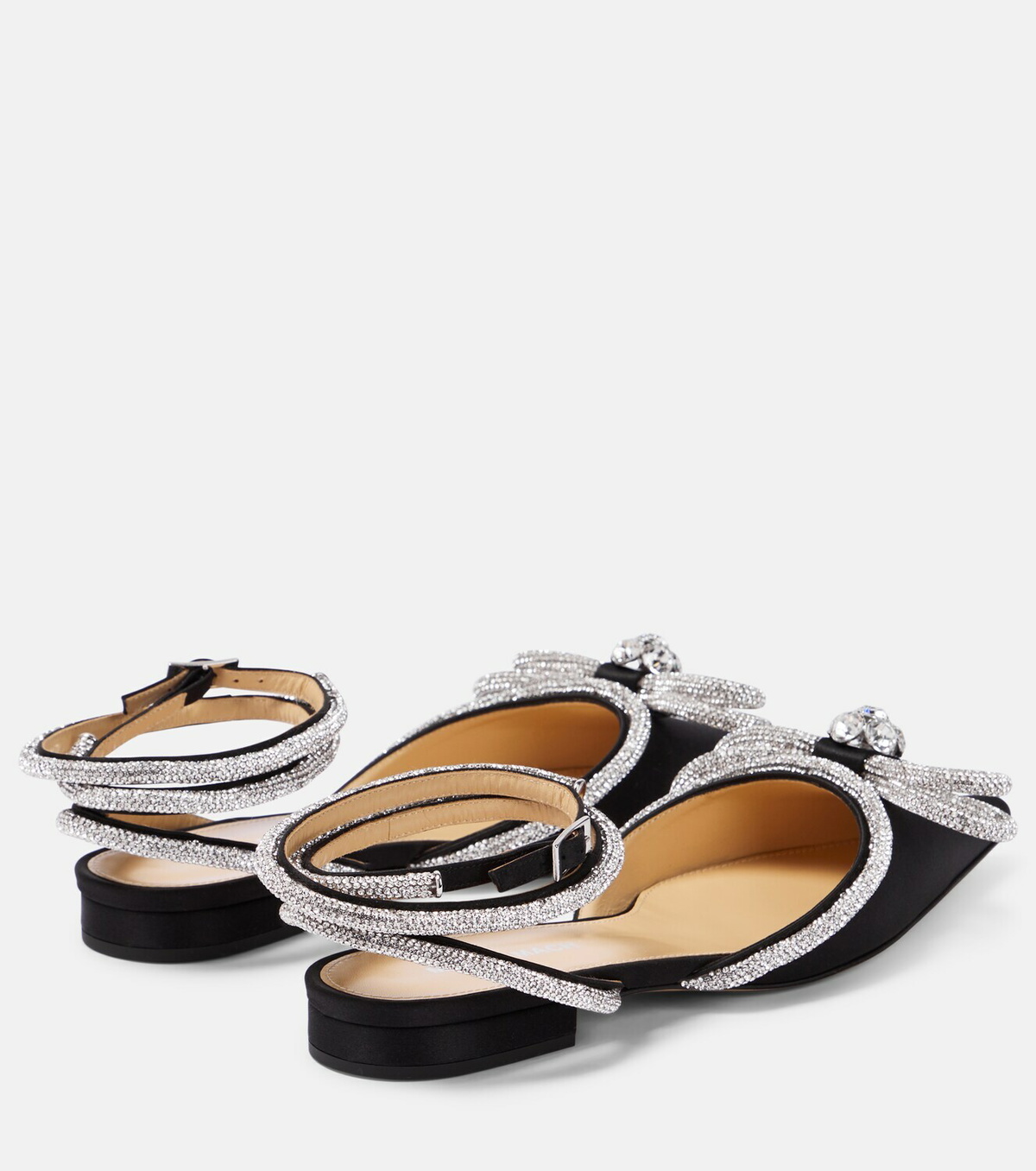 Mach & Mach Double Bow embellished satin flats MACH & MACH