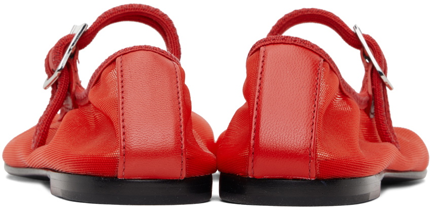 Sandy Liang Red Mary Jane Mesh Ballerina Flats Sandy Liang