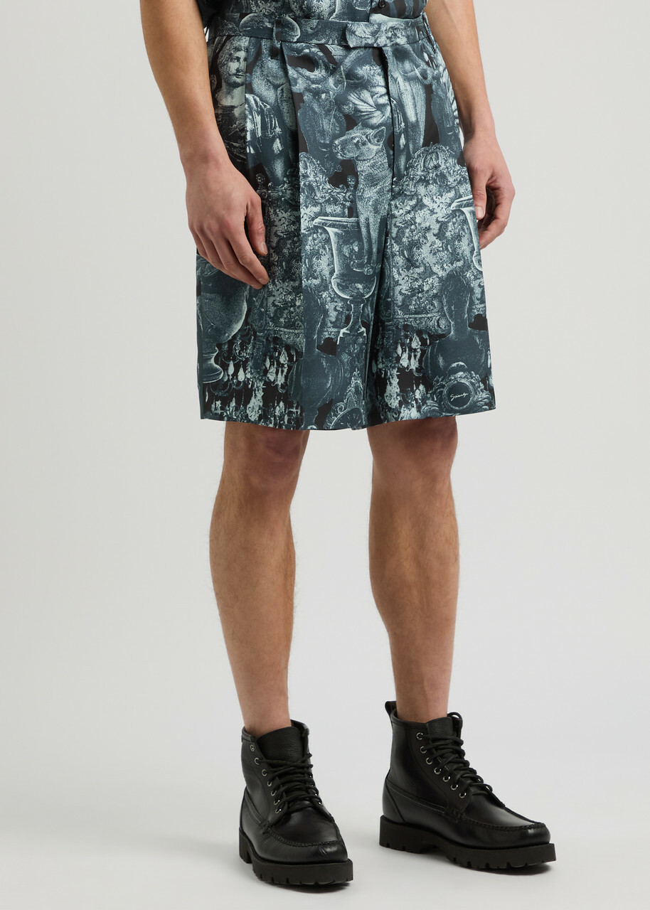 Givenchy Printed Silk-twill Shorts Black Givenchy
