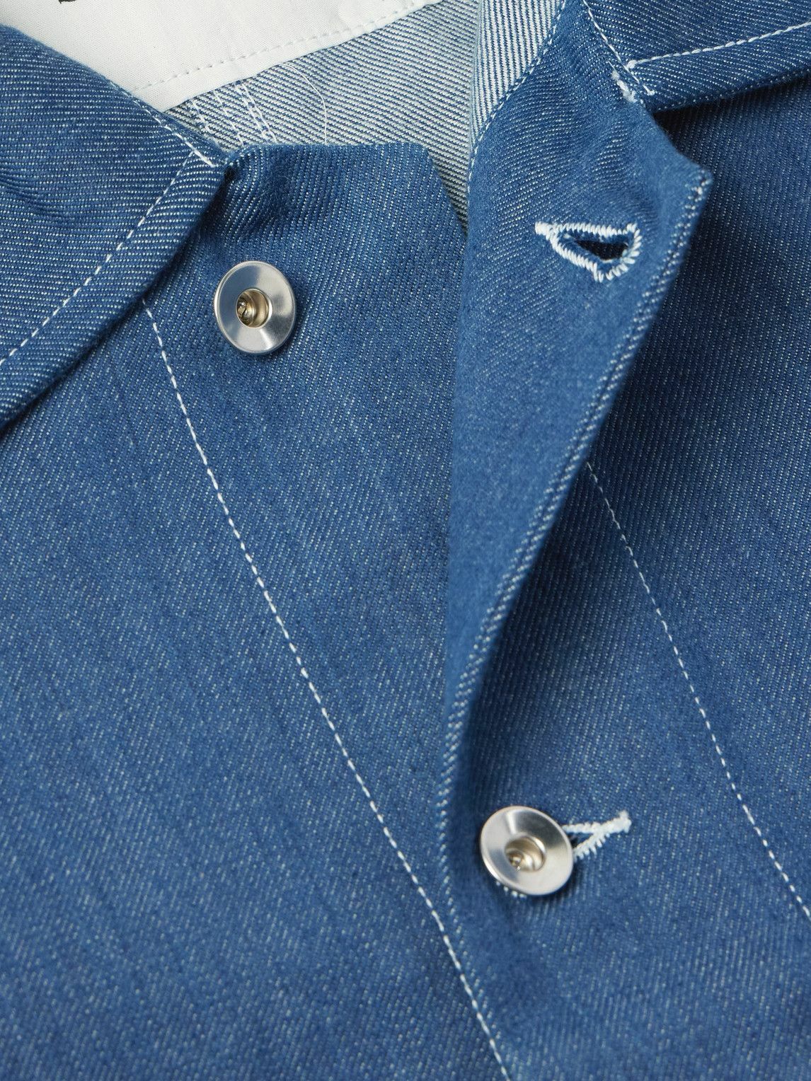Story Mfg. - Railroad Logo-Appliquéd Organic Denim Jacket - Blue Story Mfg.