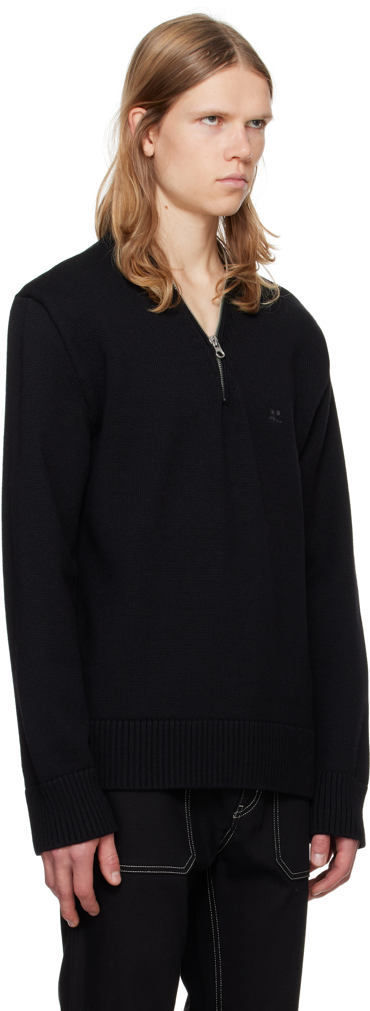 Courrèges Black Zipped Wool Sweater Courreges