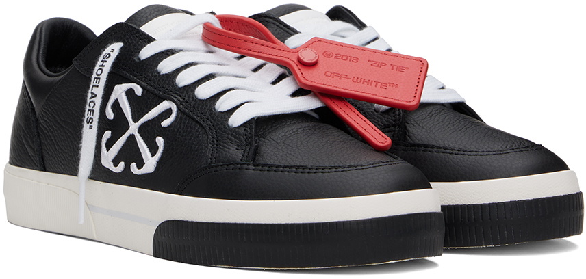 Off-White Black & White Leather Vulcanized Sneakers Off-White