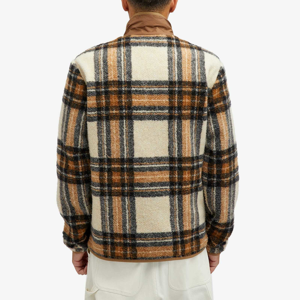 Moncler Men's Check Fleece Jacket in Brown Moncler