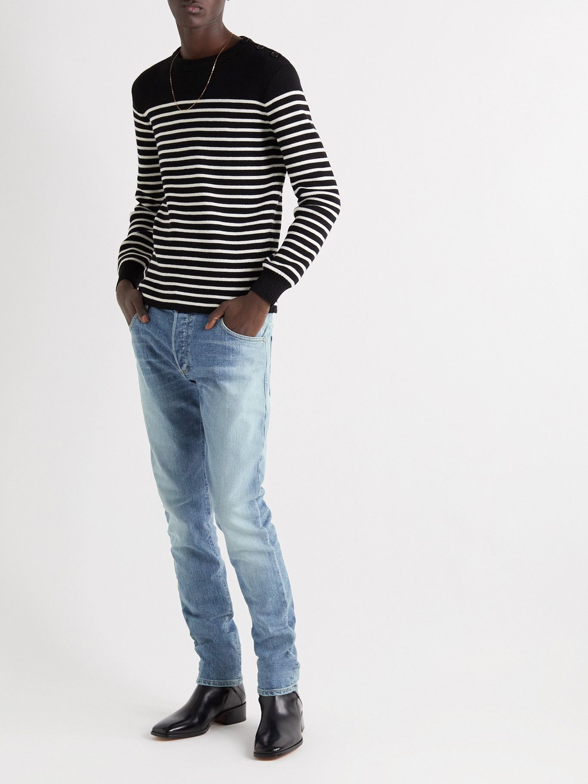 Balmain - Slim-Fit Logo-Embossed Denim Jeans - Blue Balmain