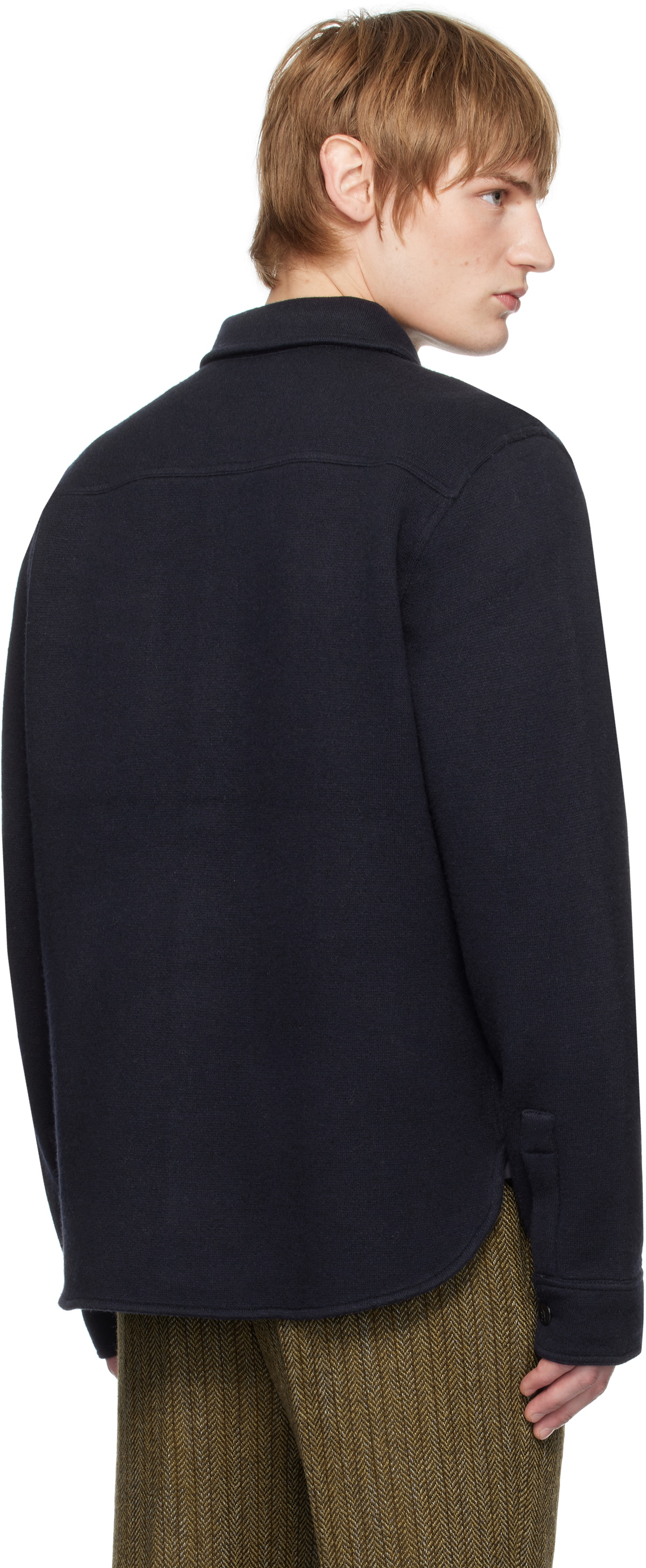RRL Navy Birdseye Jacquard Wool Work Jacket RRL