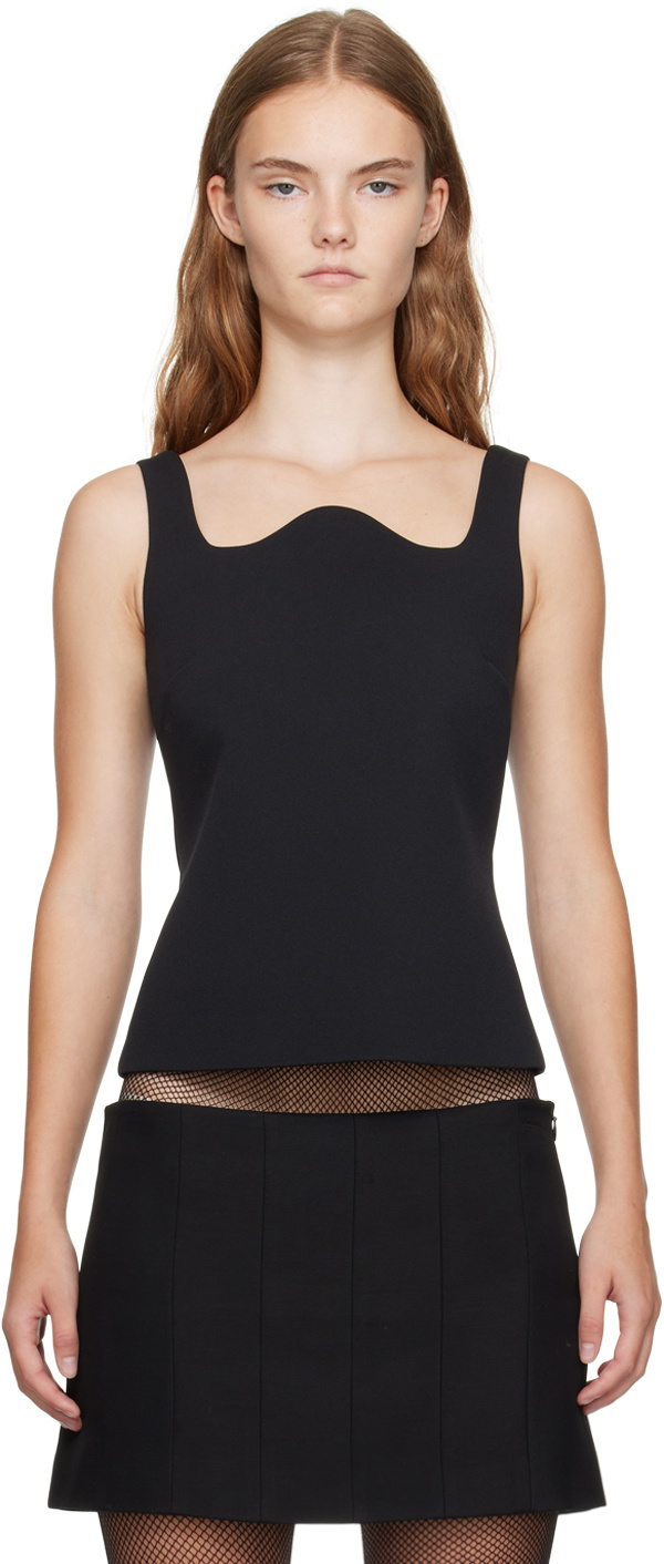 Recto Black Signature Curved Neck Tank Top Recto