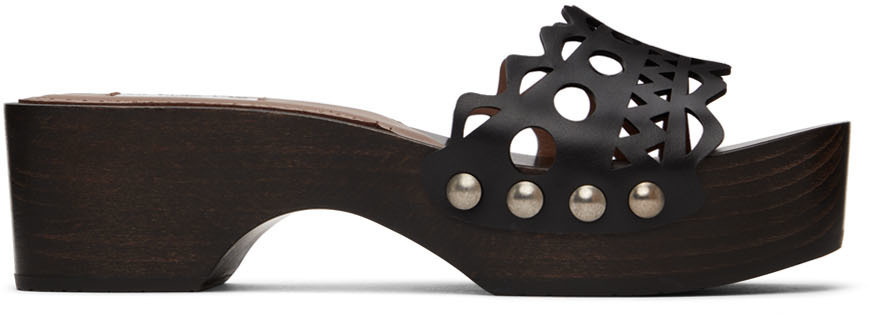 ALAÏA Black Vienne Wooden Clogs ALAÏA