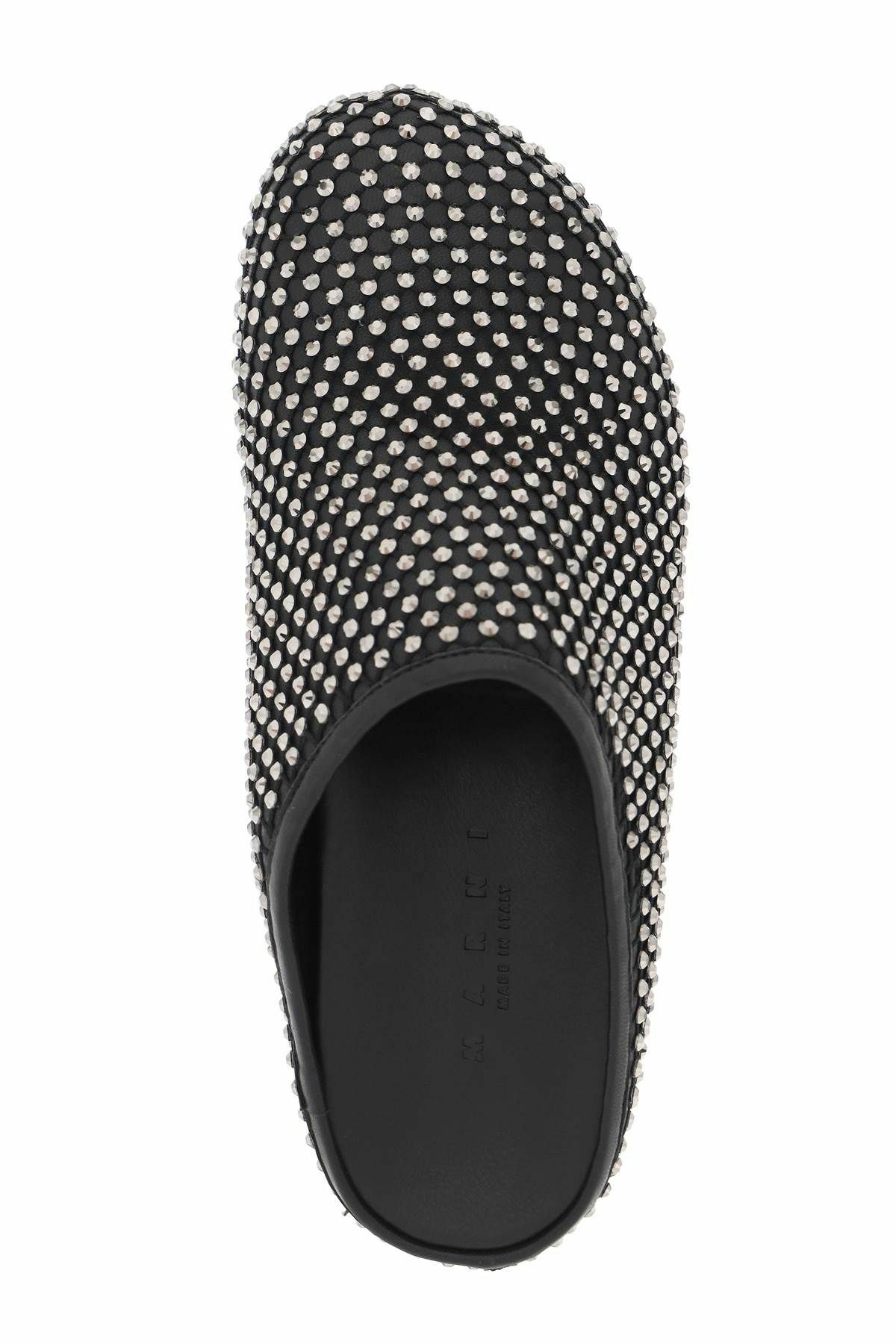 MARNI leather fussbett clogs with rhinestones Black Marni