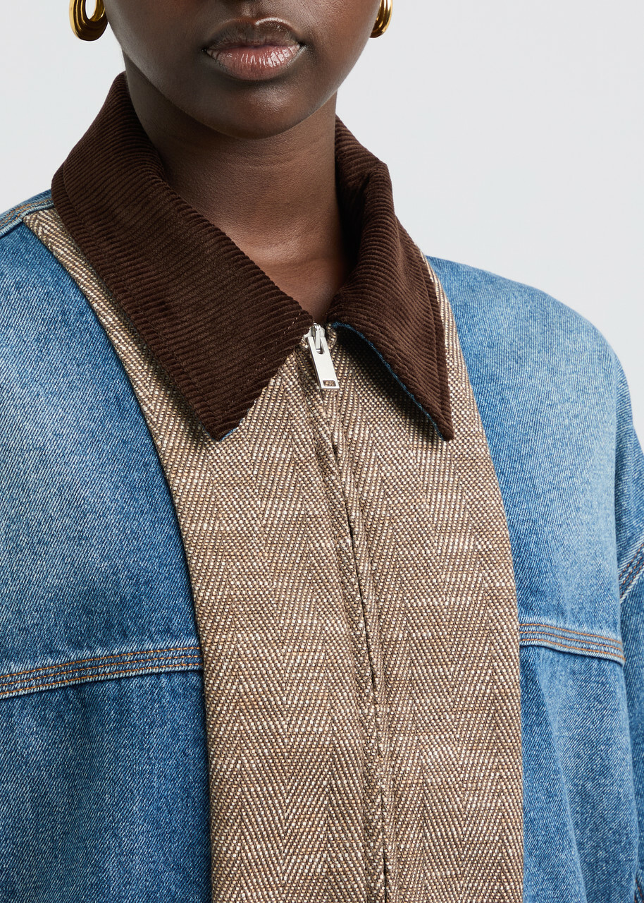 Stella Mccartney Herringbone Tweed and Denim Jacket Stella McCartney