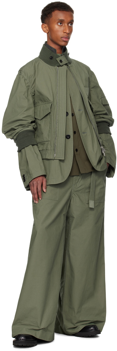 sacai Khaki Ripstop Trousers Sacai