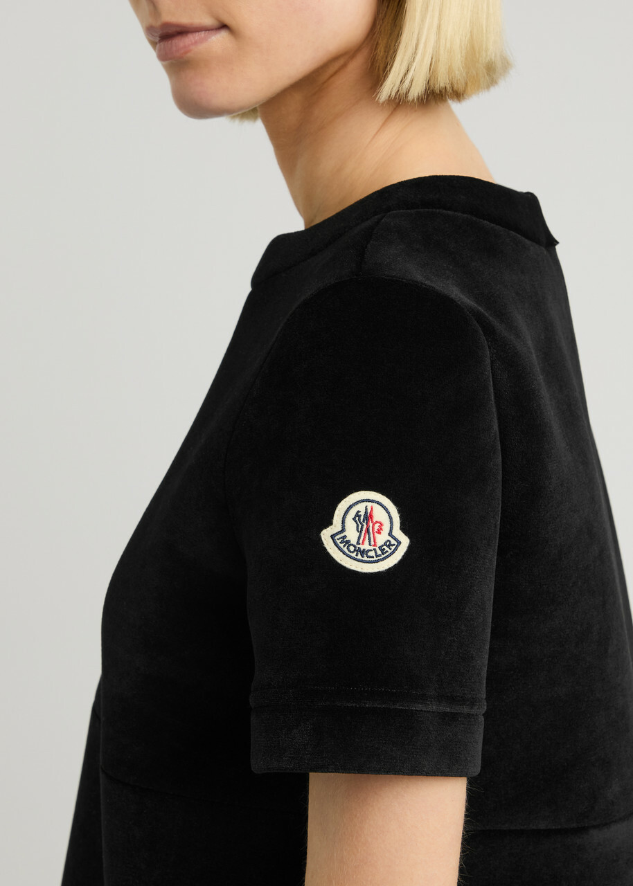 Moncler Logo Velour Mini Dress Black Moncler