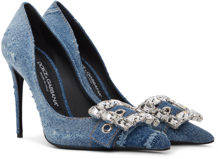 Dolce & Gabbana Blue Patchwork Denim Heels Dolce & Gabbana