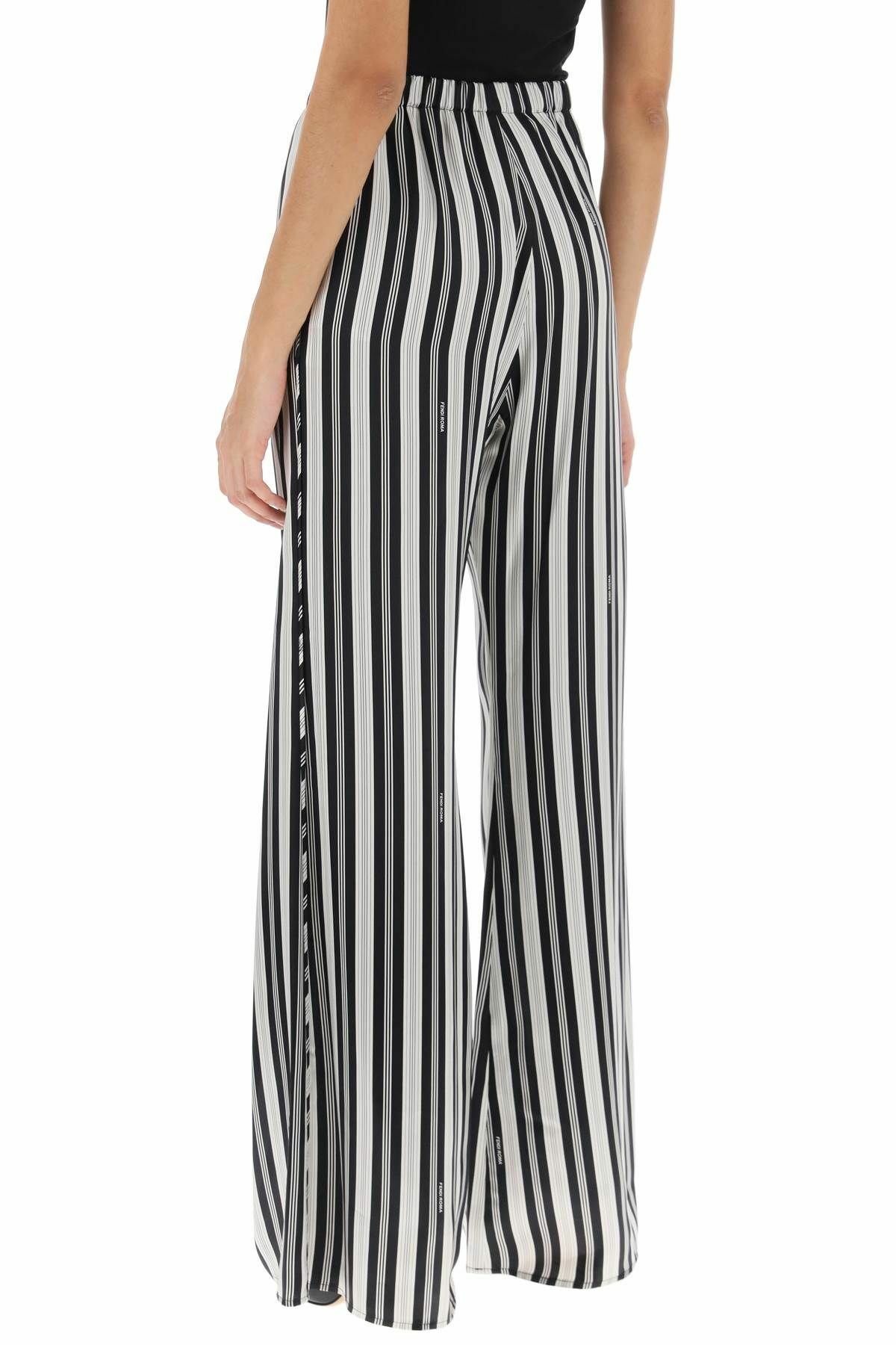 FENDI striped silk satin pants Black Fendi