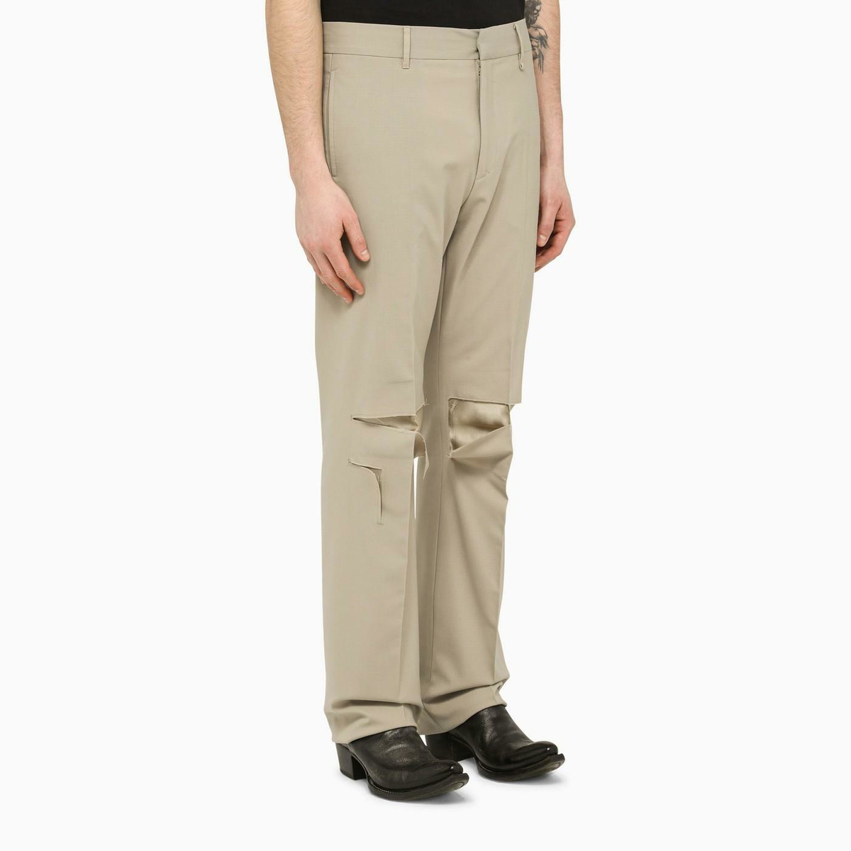 Givenchy Stone Tailored Trousers With Wear Givenchy