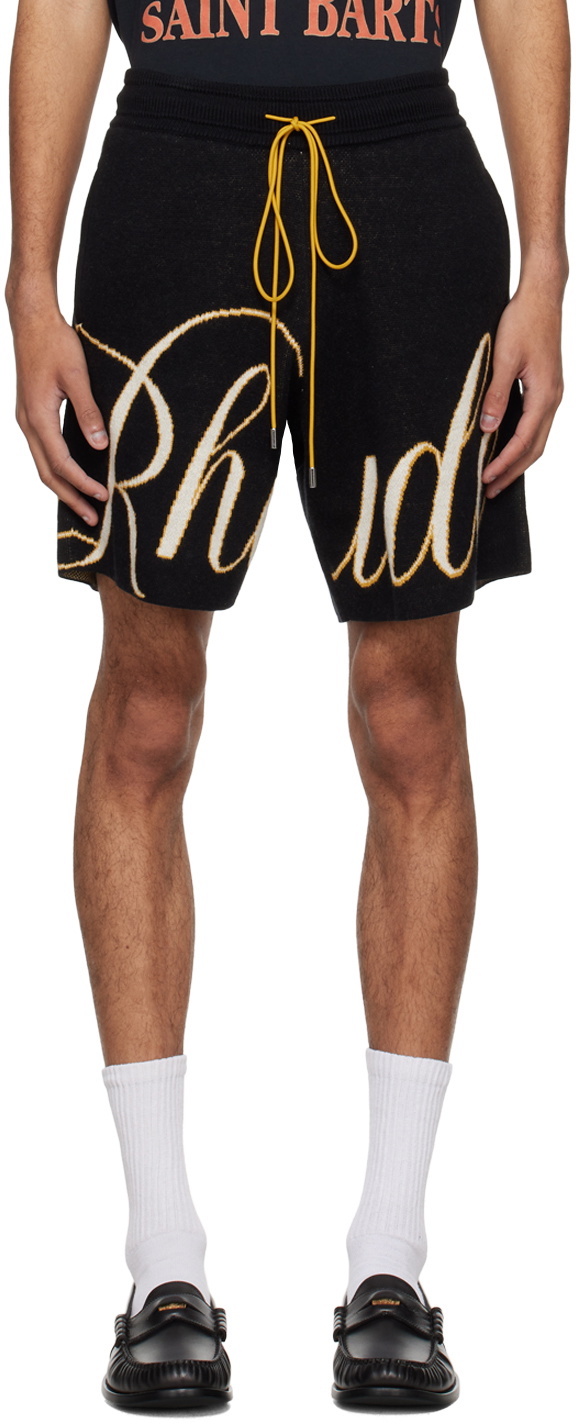 Rhude Black Script Shorts Rhude