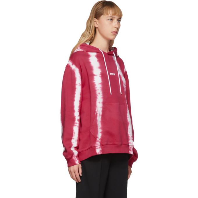 MSGM Pink Striped Tie-Dye Hoodie MSGM