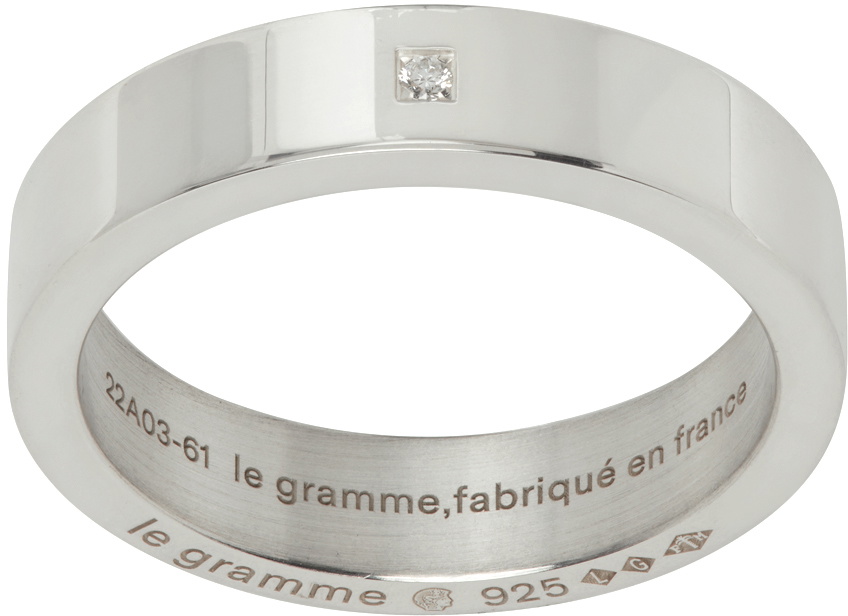 Le Gramme Silver 'Le 7 Grammes' Diamond Ribbon Ring Le Gramme
