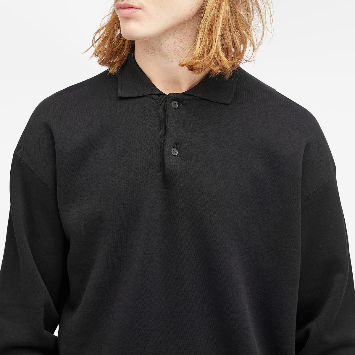 Auralee Men's Super Soft Polo Sweat in Black Auralee