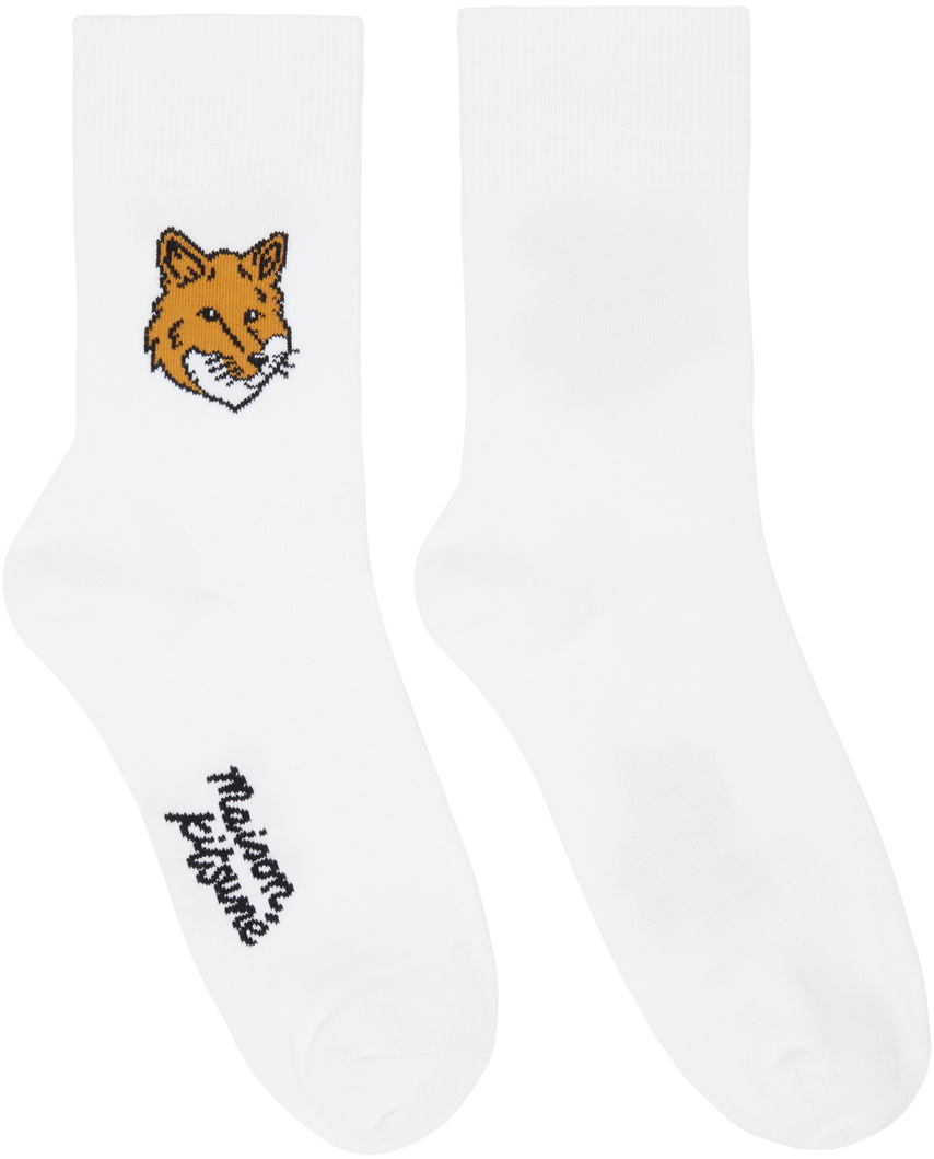 Maison Kitsuné White Fox Head Socks Maison Kitsune