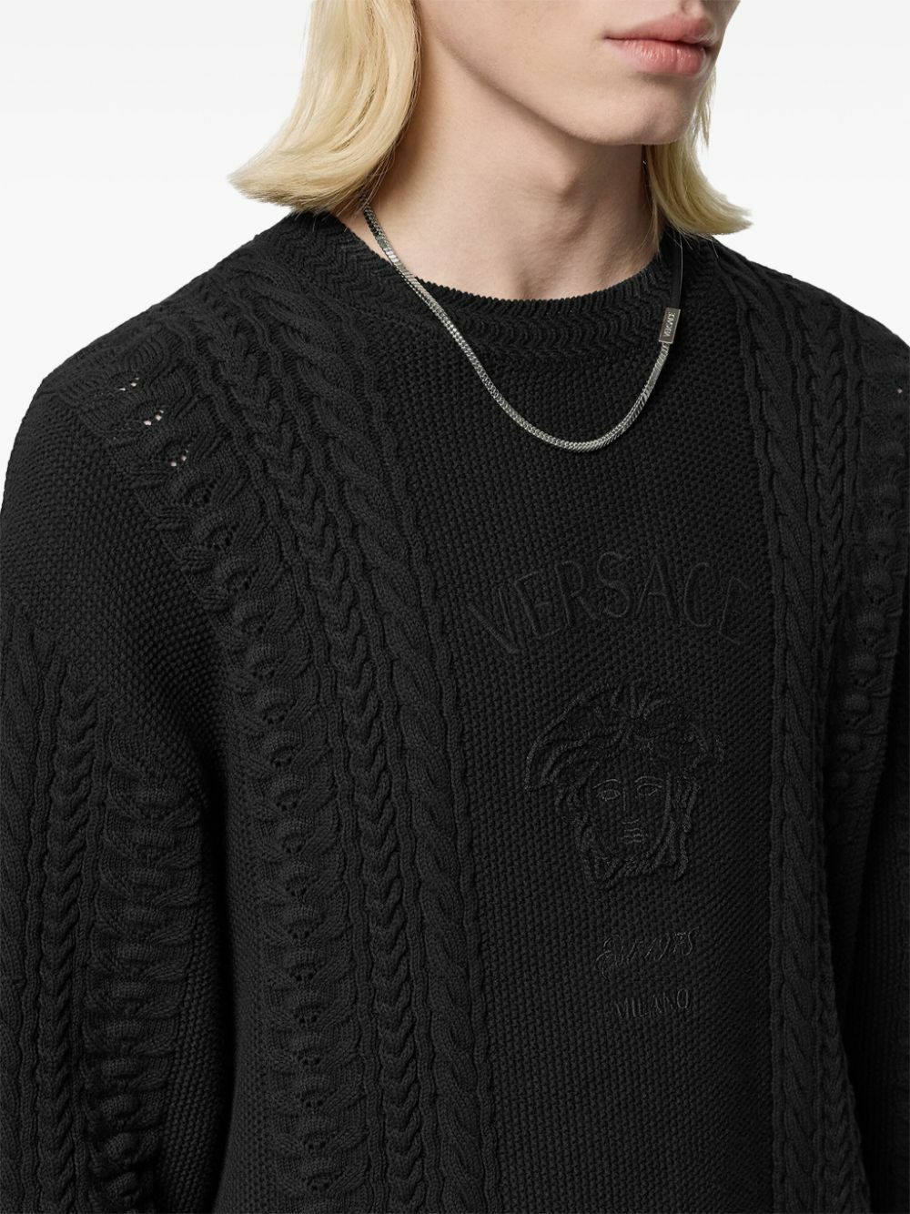 Versace Black Medusa Milano Cable-Knit Sweater Versace