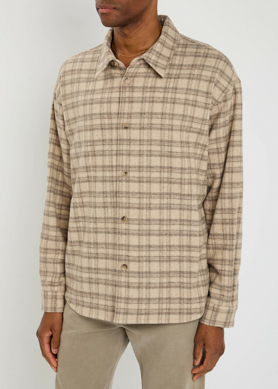 Frame Wool and Silk-blend Flannel Overshirt Brown Frame Denim