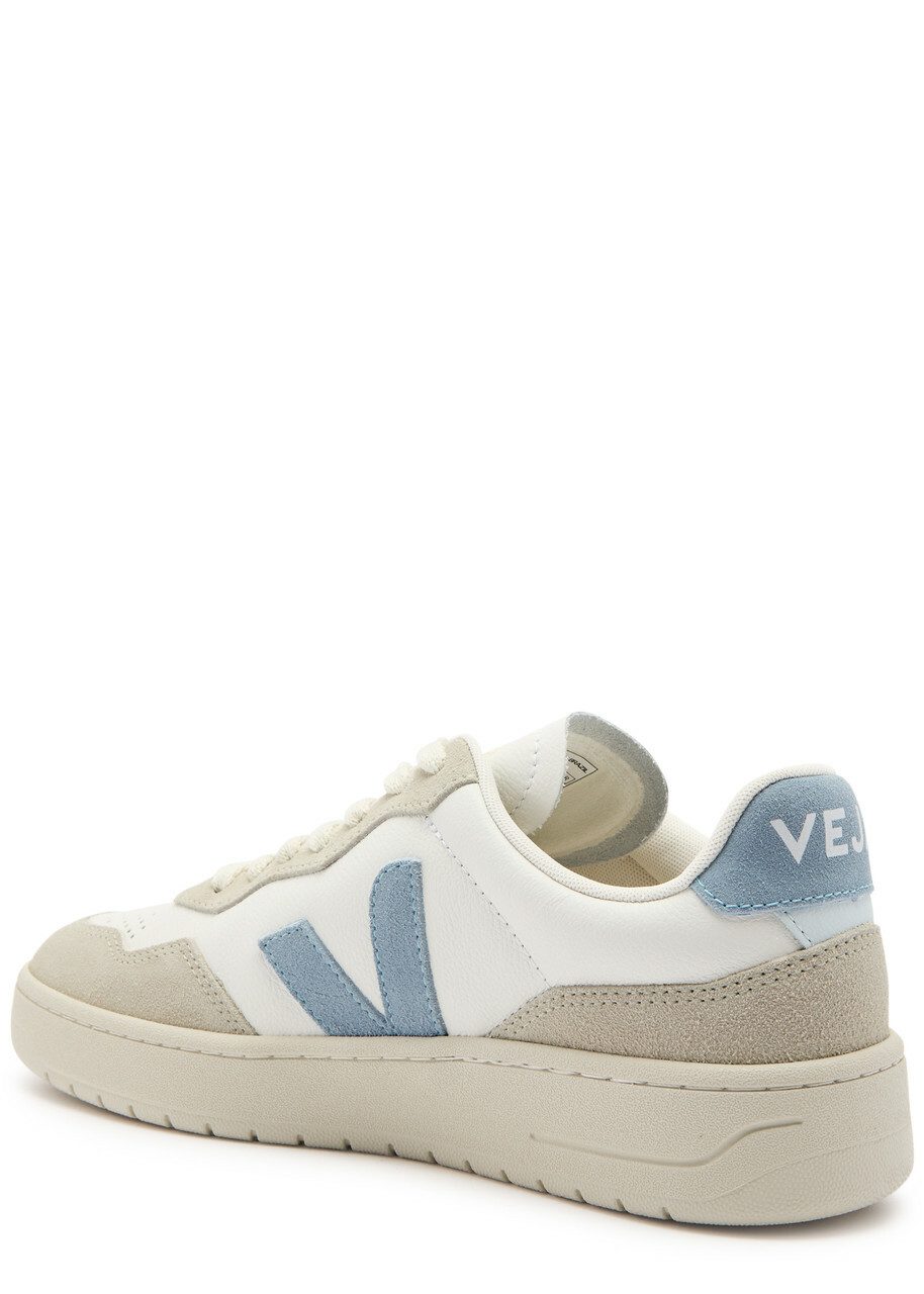 Veja V-90 Panelled Leather Sneakers Blue And White VEJA