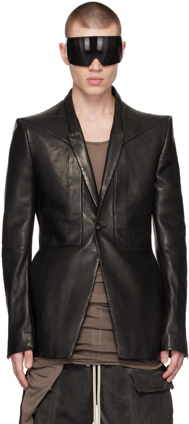 Rick Owens Black Fogpocket Leather Jacket Rick Owens