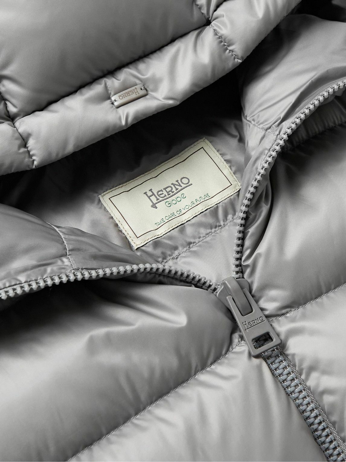 Herno - FAST5 Quilted Amni Soul Eco Hooded Down Jacket - Gray Herno