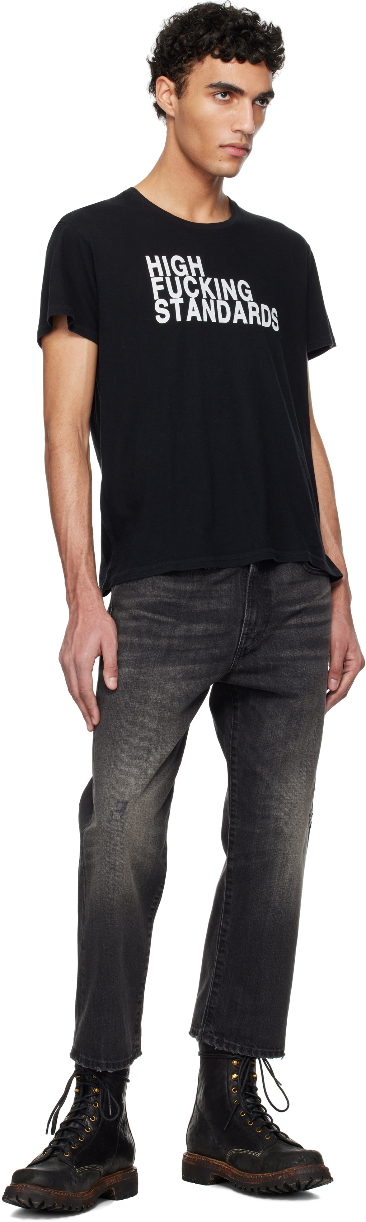 R13 Black 'High F Standards' Boy T-shirt R13