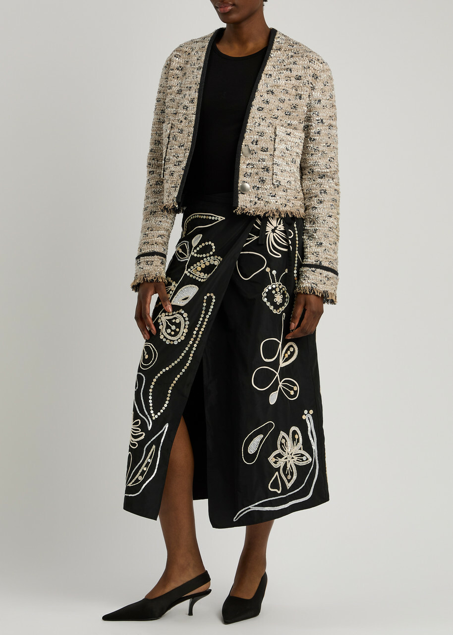 Forte_forte Metallic-weave Bouclé Tweed Jacket Beige Forte Forte
