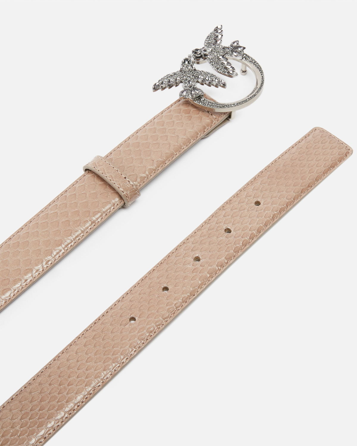 Pinko 3cm Glossy Python Leather Belt Pinko Galleria. Lit Ash Old Silver ...