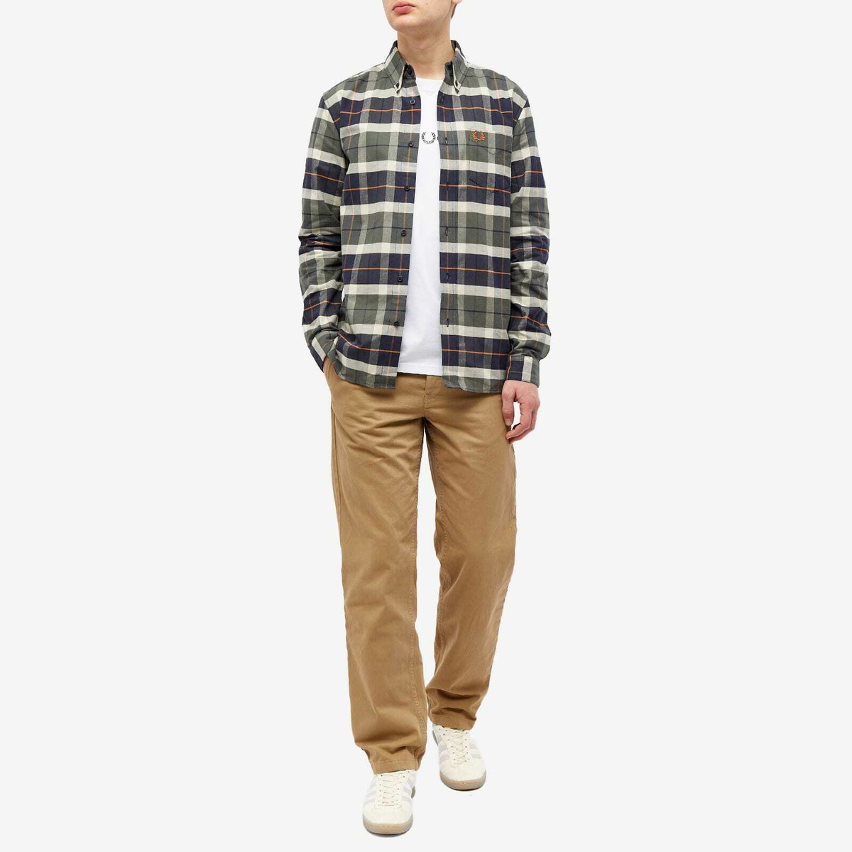 Fred Perry Men's Brushed Tartan Shirt in Field Green Fred Perry
