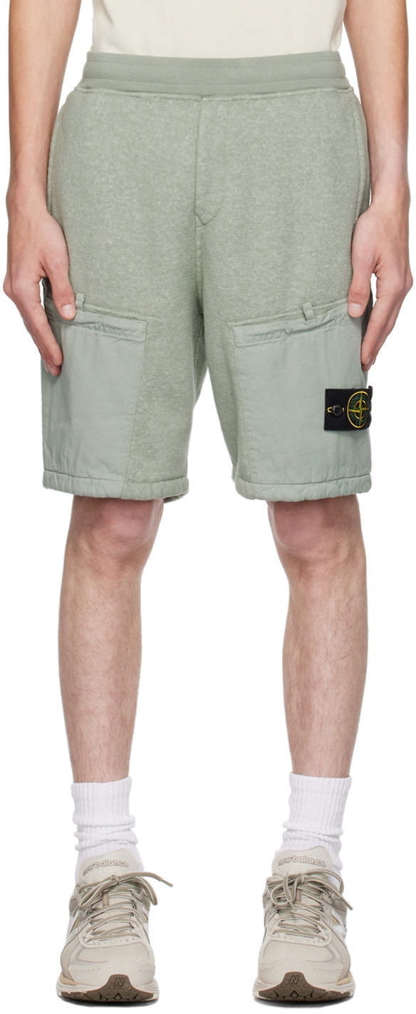 Stone Island Green Mock-Fly Shorts Stone Island
