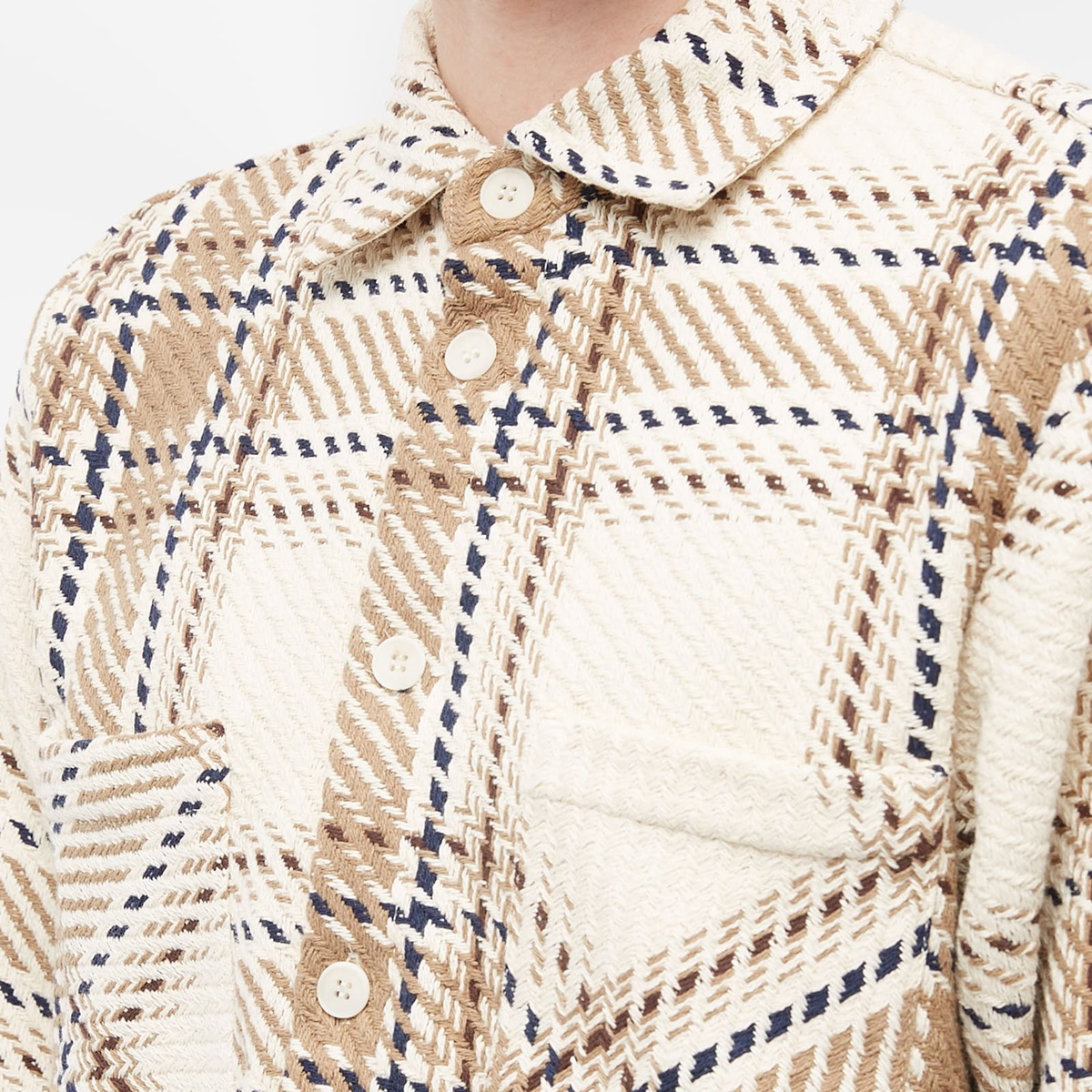 Wax London Men's Whiting Dag Overshirt in Ecru/Beige Wax London