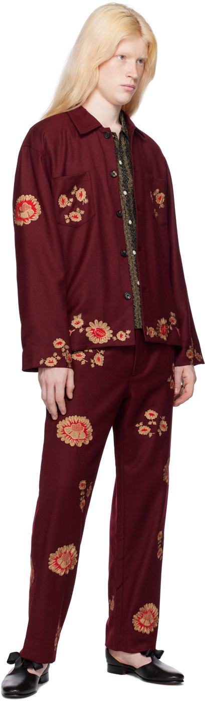 Bode Burgundy Rococo Shirt Bode