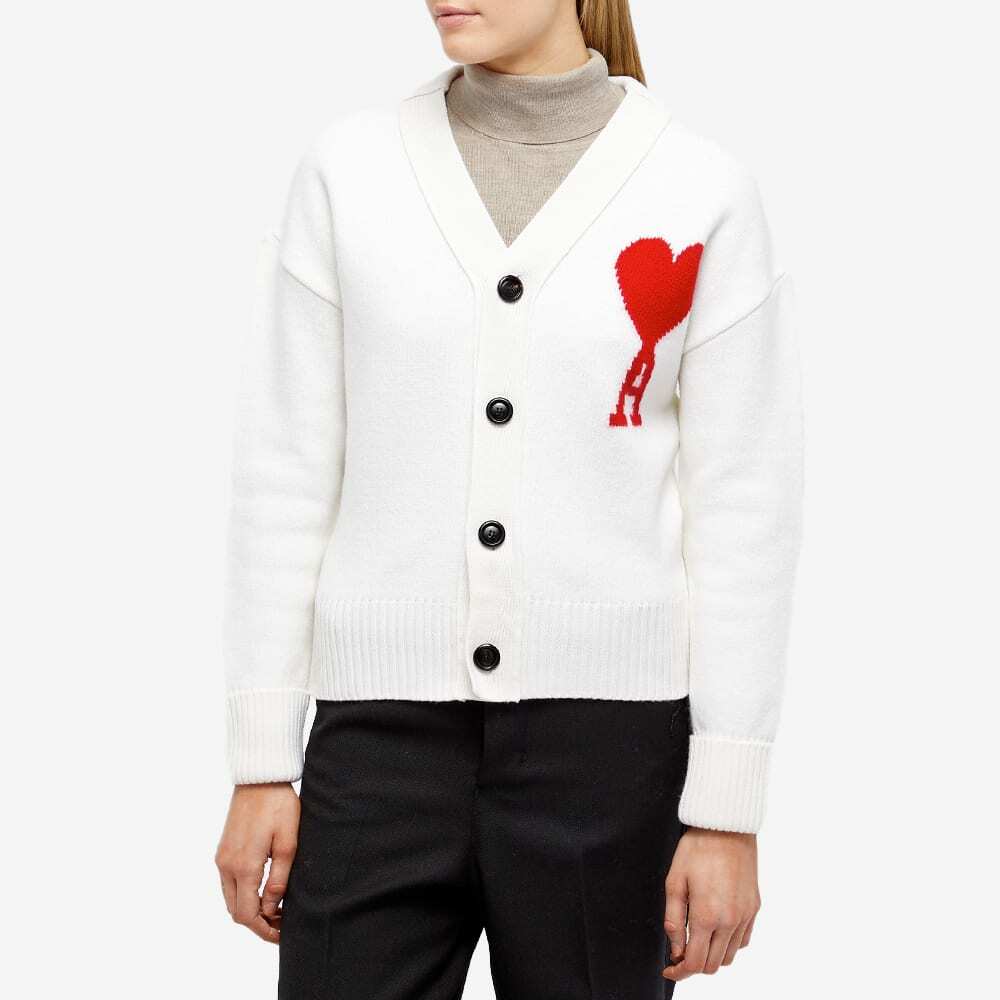 AMI Women's ADC Big Cardigan in Off-White/Red AMI