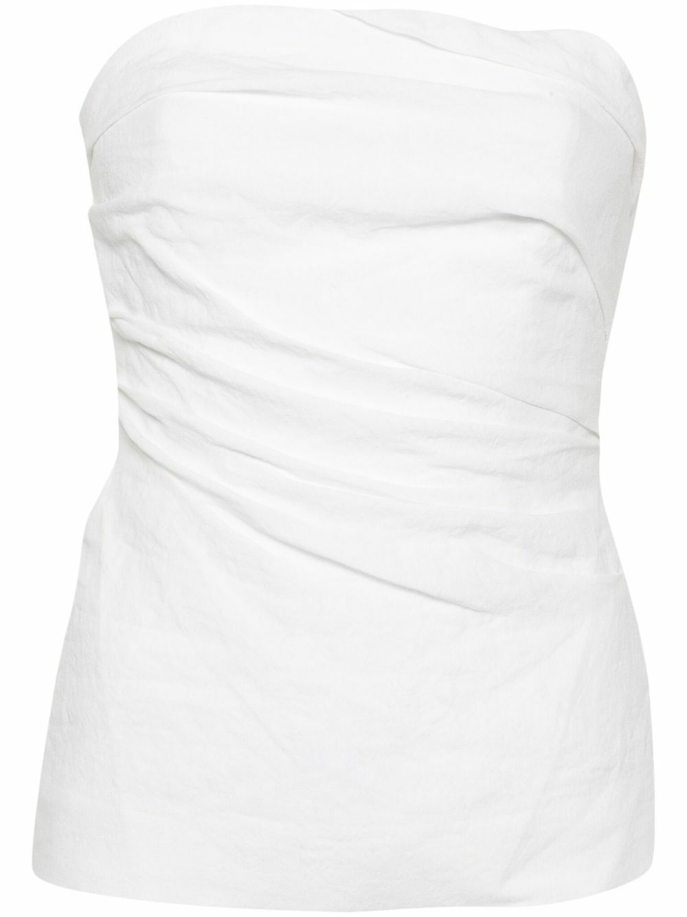 TOVE White Draped Linen Strapless Top Tove