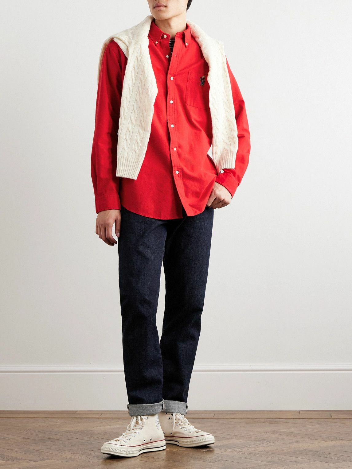 Polo Ralph Lauren - Button-Down Collar Logo-Embroidered Cotton-Flannel ...