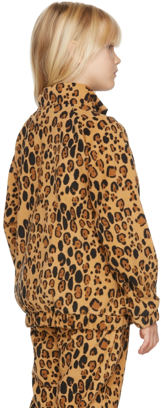Mini Rodini Kids Beige Fleece Leopard Jacket Mini Rodini