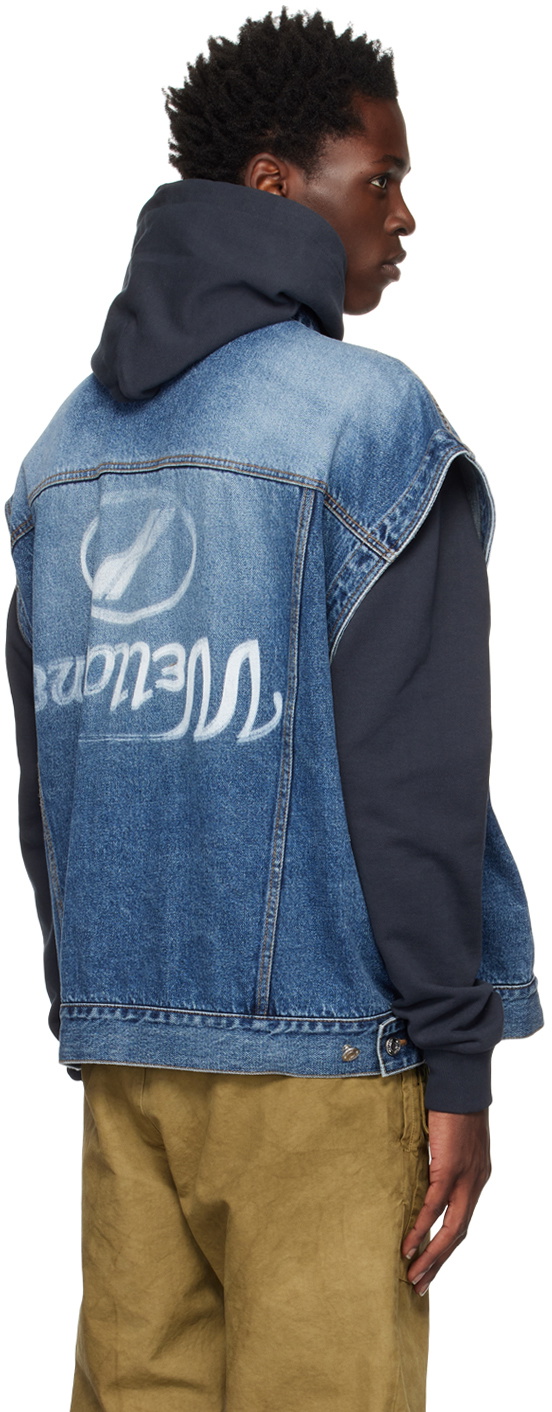 We11done Blue Oversized Trucker Denim Vest We11done