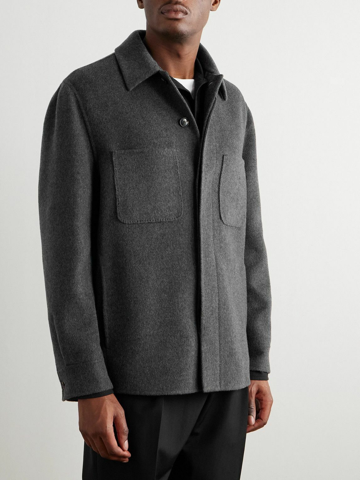 UMIT BENAN B - Double-Faced Cashmere Overshirt - Gray Umit Benan