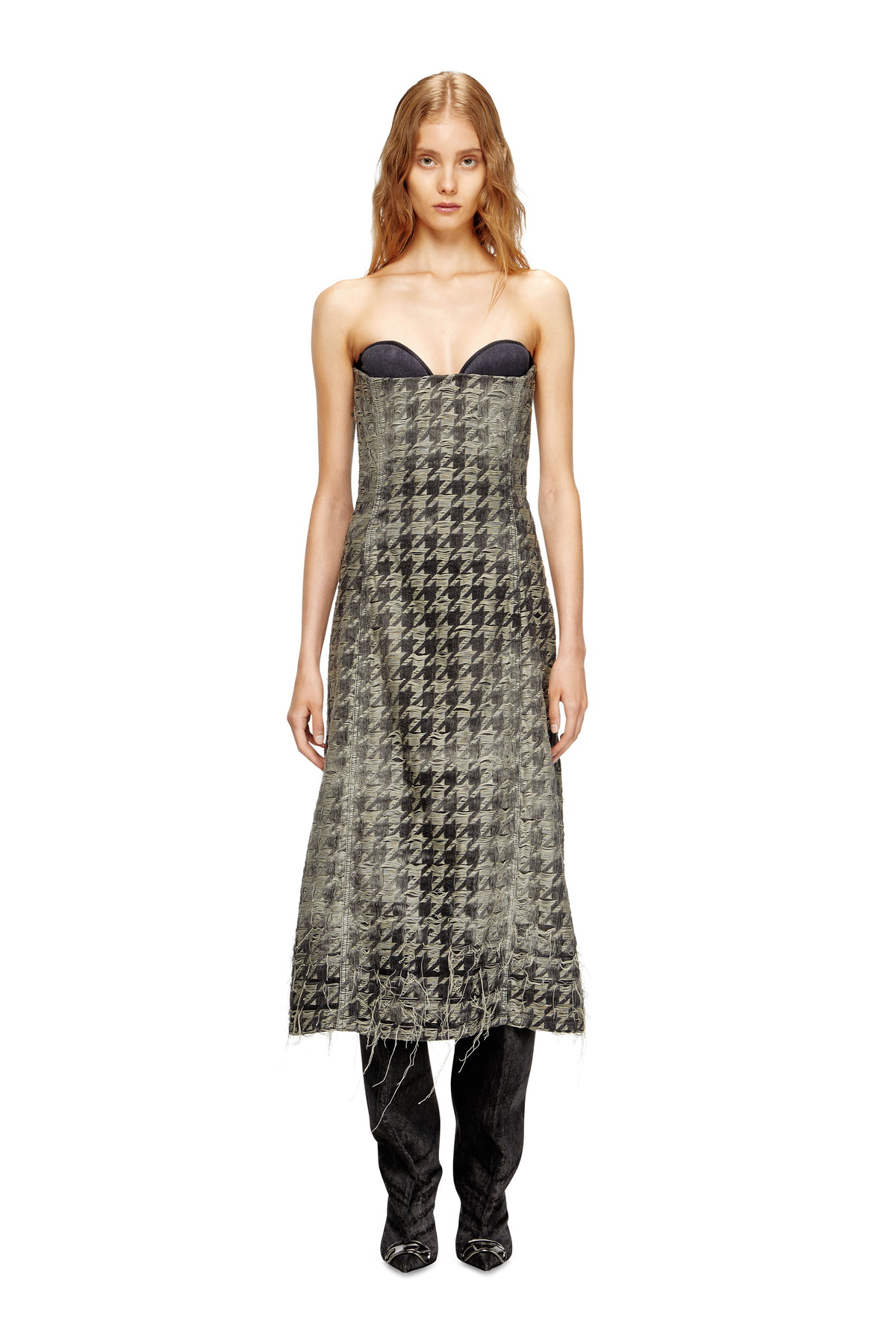 Diesel Midi dress in houndstooth-weave denim - Dresses Womens in ...