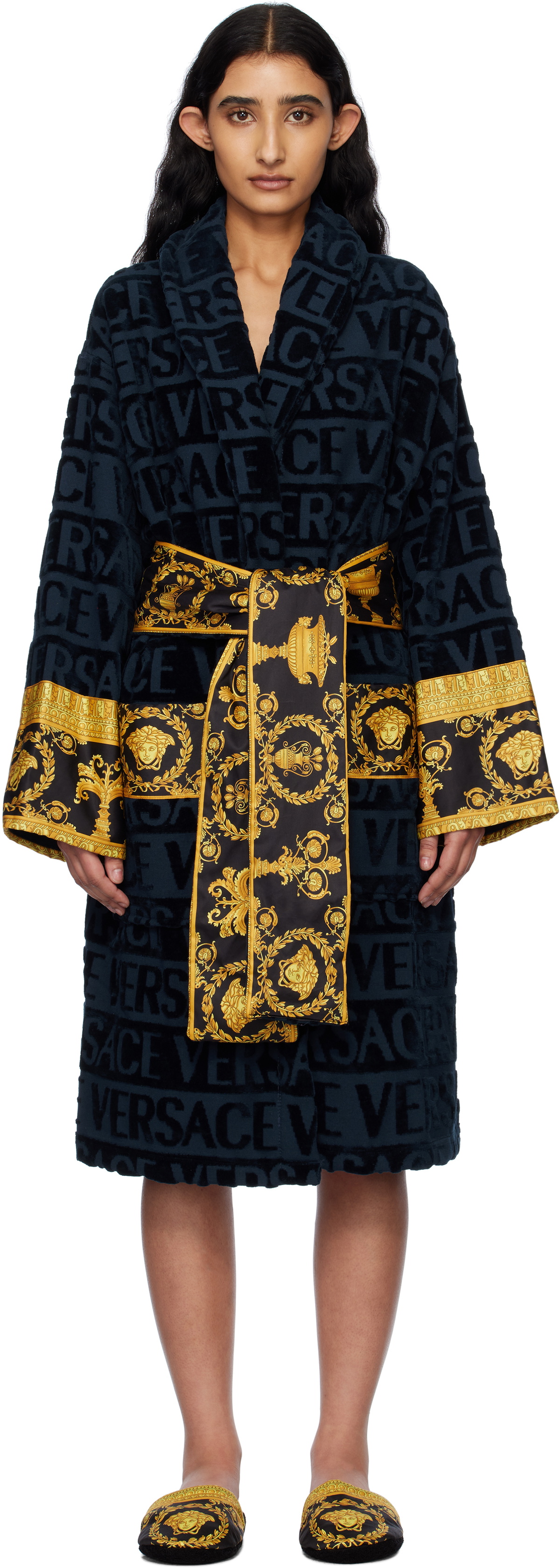 Versace Underwear Navy 'I Heart Baroque' Bathrobe Versace Underwear