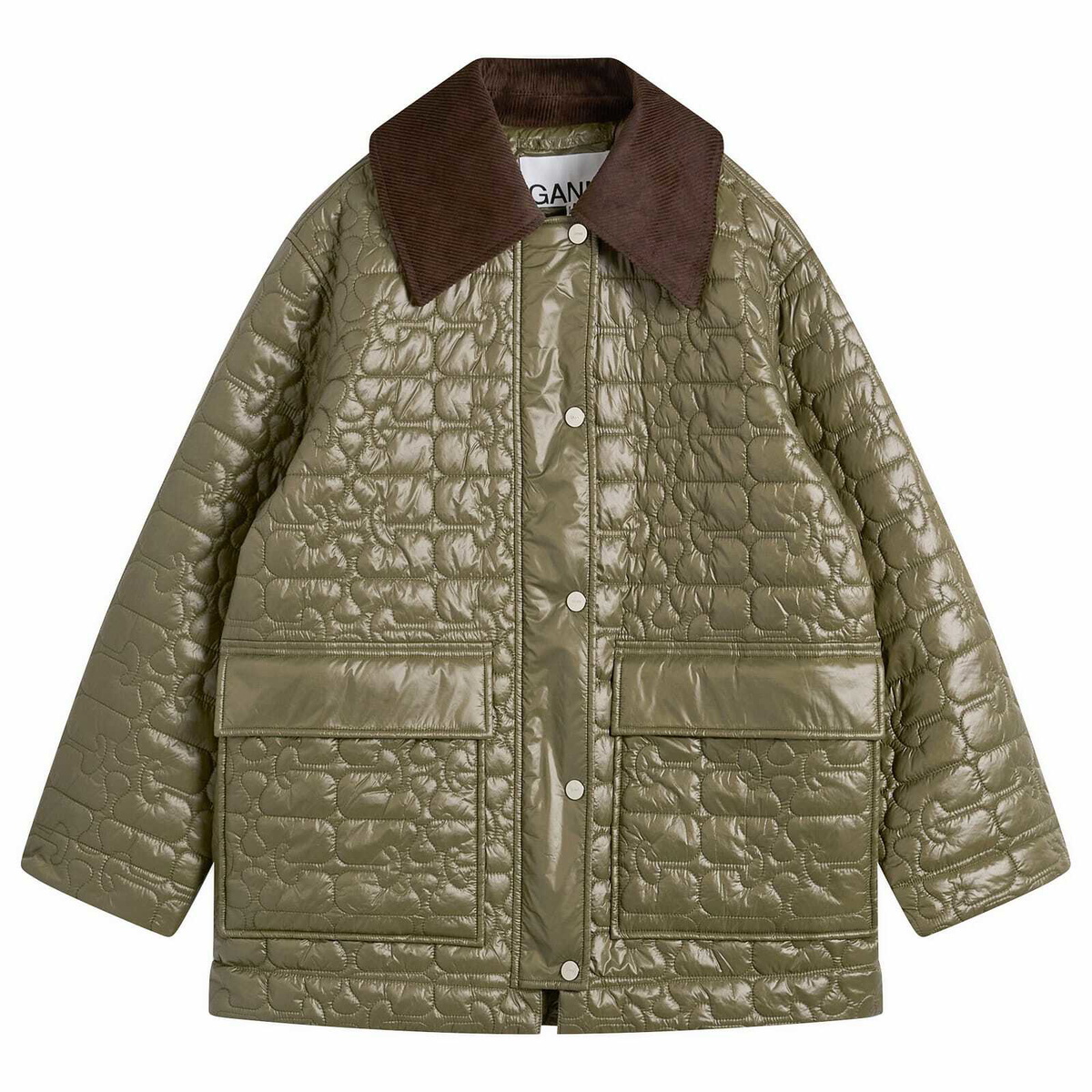 GANNI Women's Shiny Quilt Jacket in Kalamata GANNI