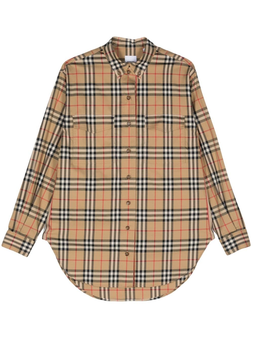BURBERRY - Check Motif Cotton Shirt Burberry
